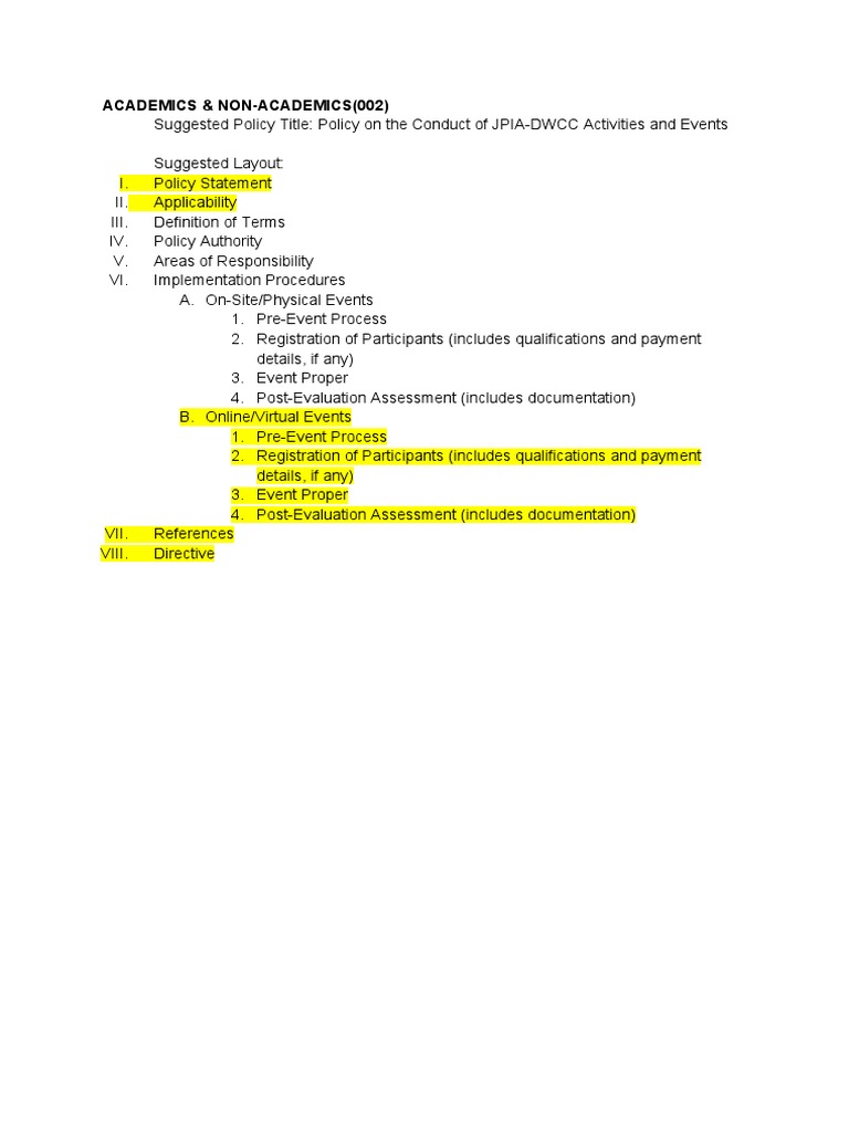 Policy Outline Suggestion | Download Free PDF | Audit | Business