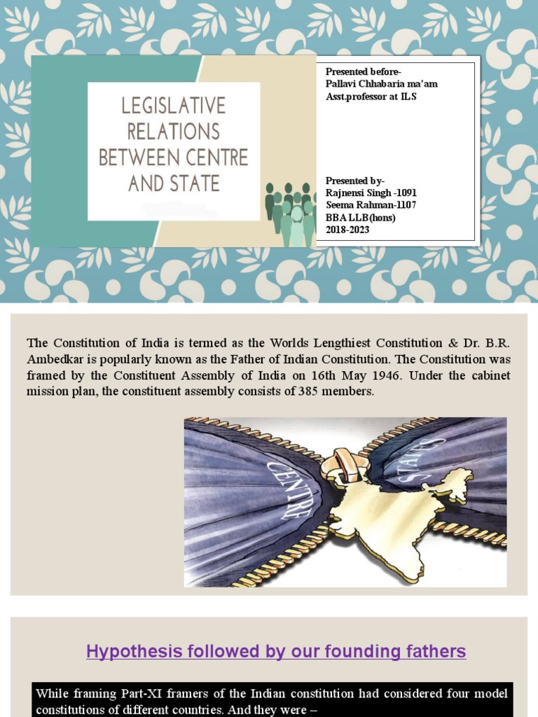 Analyzing the Distribution of Legislative Powers Between the Union and ...