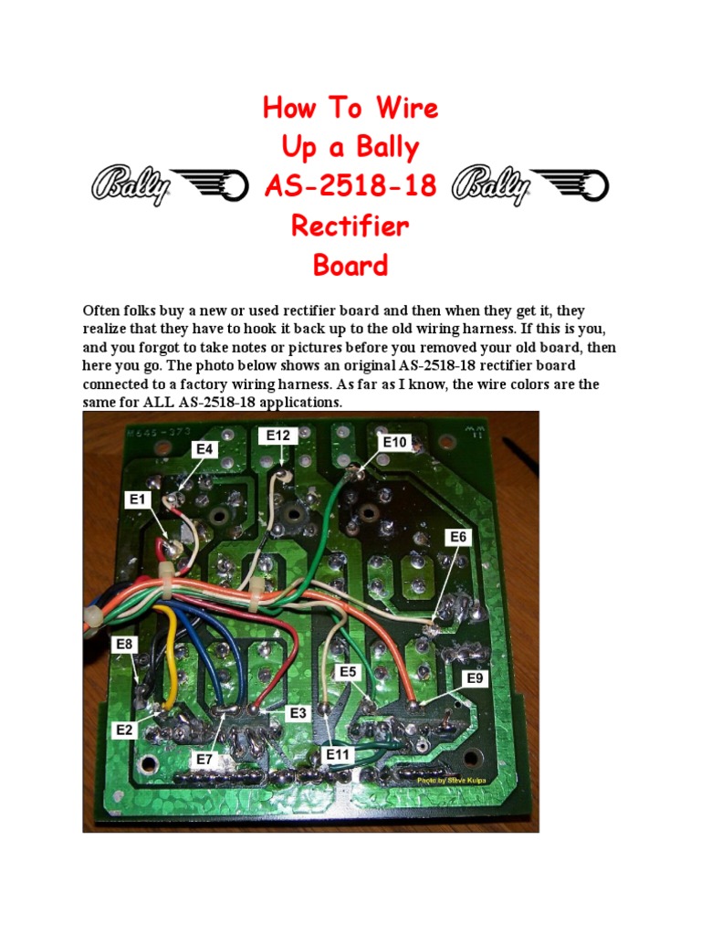 How To Wire Up A Bally AS-2518-18 Rectifier Board | PDF