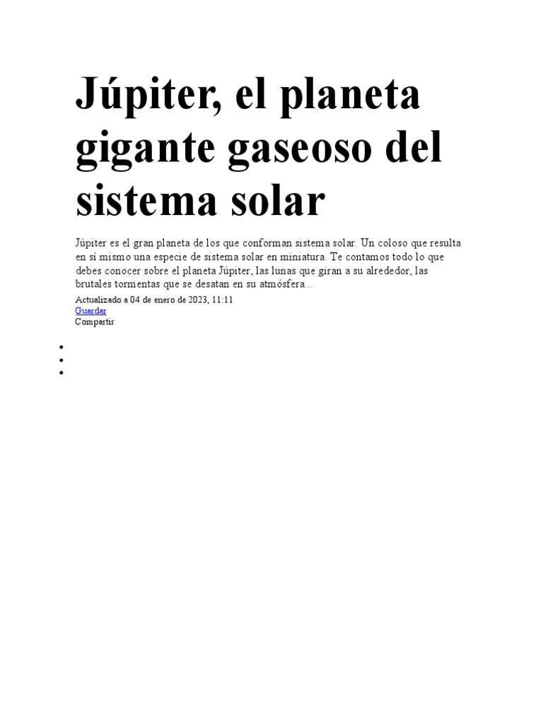 Júpiter: El Gigante Gaseoso del Sistema Solar | PDF | Júpiter | Atmósfera