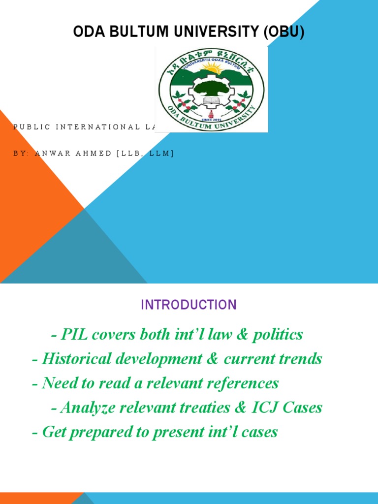Oda Bultum University (Obu) : Public International Law By: Anwar Ahmed (LLB, LLM) | PDF | Treaty ...