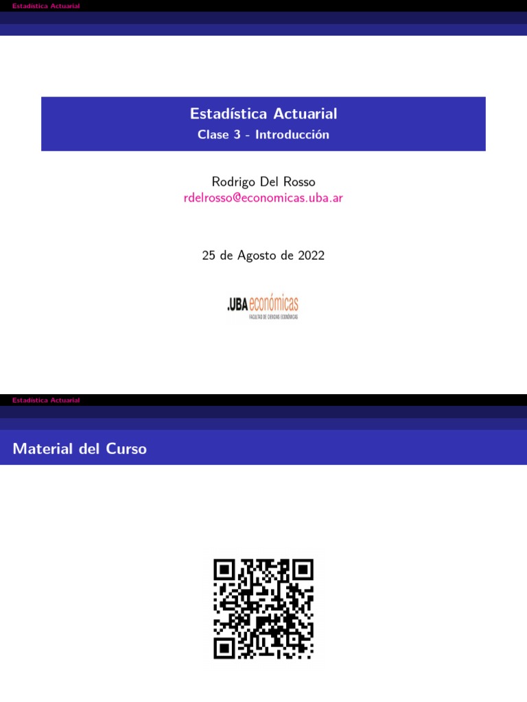 Estadística Actuarial: Clase 3 - Introducción | PDF | Teoría de ...