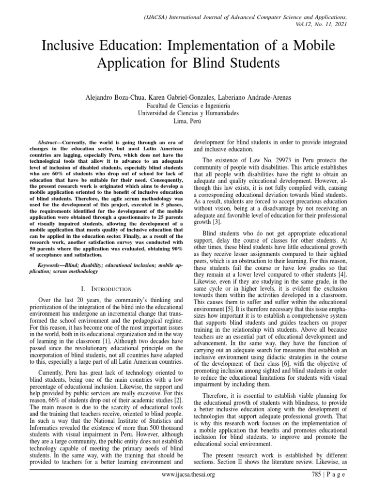 Inclusive Education: Implementation of A Mobile Application For Blind ...