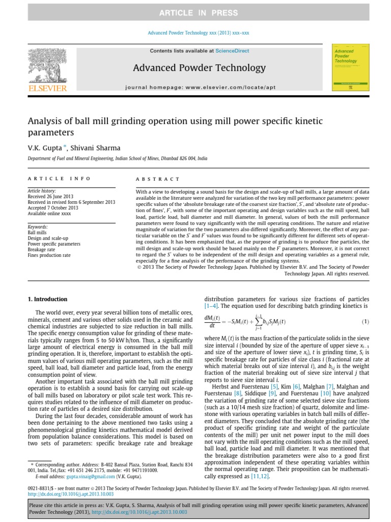 Advanced Powder Technology: V.K. Gupta, Shivani Sharma | PDF | Mill (Grinding) | Physical Sciences