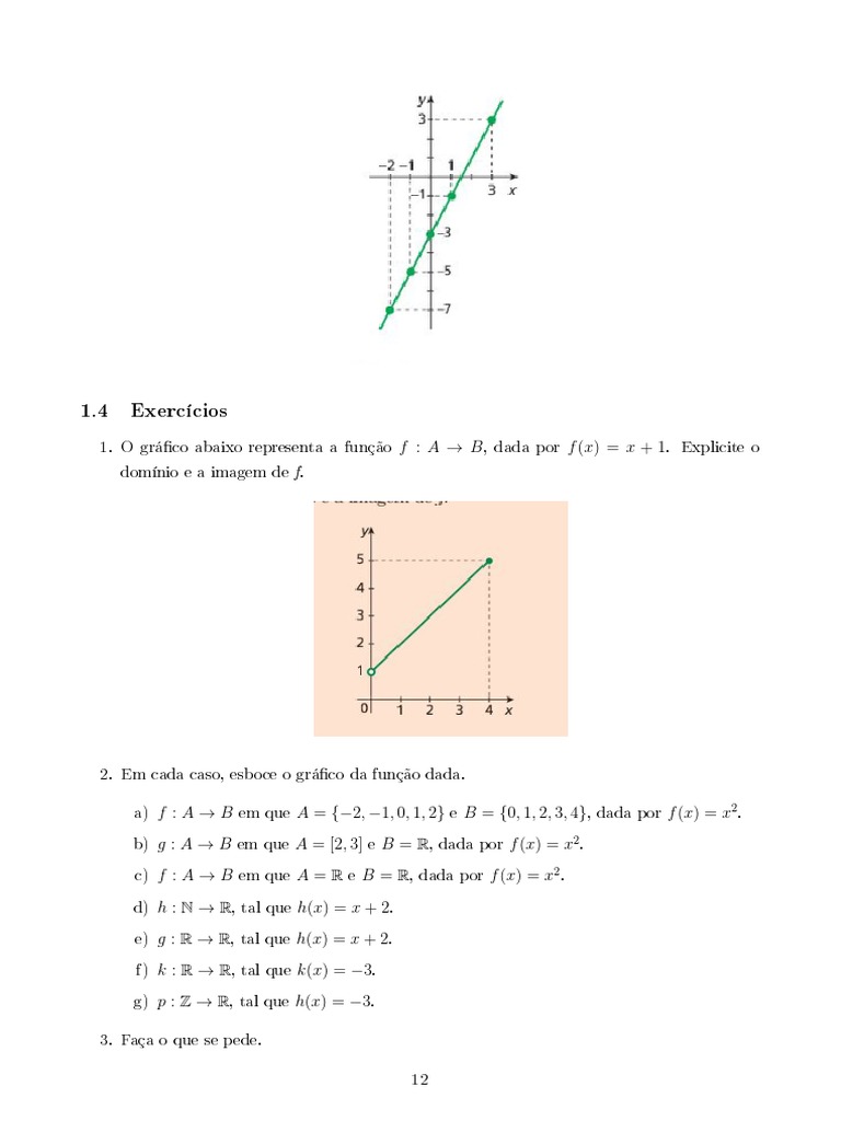 Exercícios sobre Funções Matemáticas | PDF