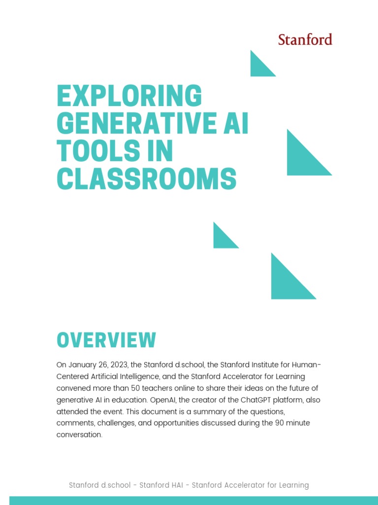 Exploring Generative Ai Tools in Classrooms: Stanford D.school ...