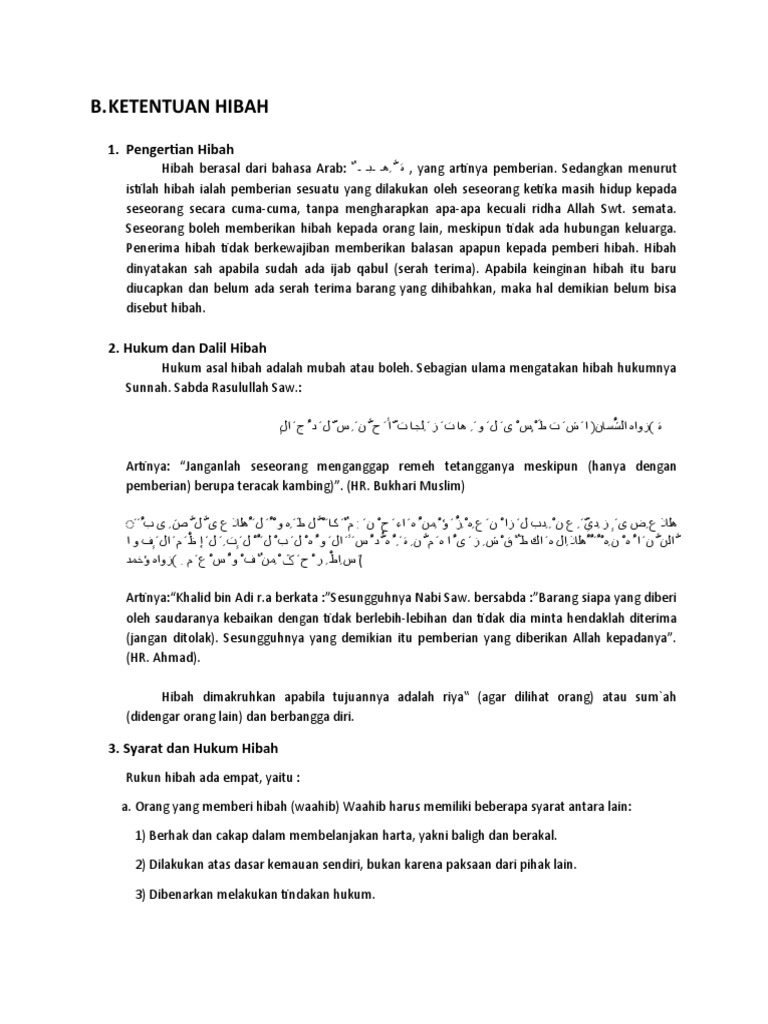 Ketentuan dan Hukum Hibah dalam Islam | PDF