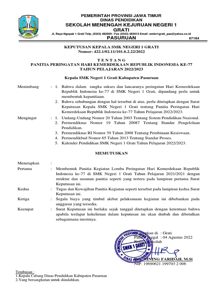 SK Panitia HUT RI 2022 Rev | PDF