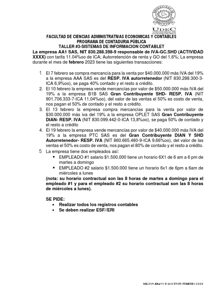 TALLER #3 SICN 22 Febrero 2023 | PDF TALLER #3 SICN 22 Febrero 2023 | PDF