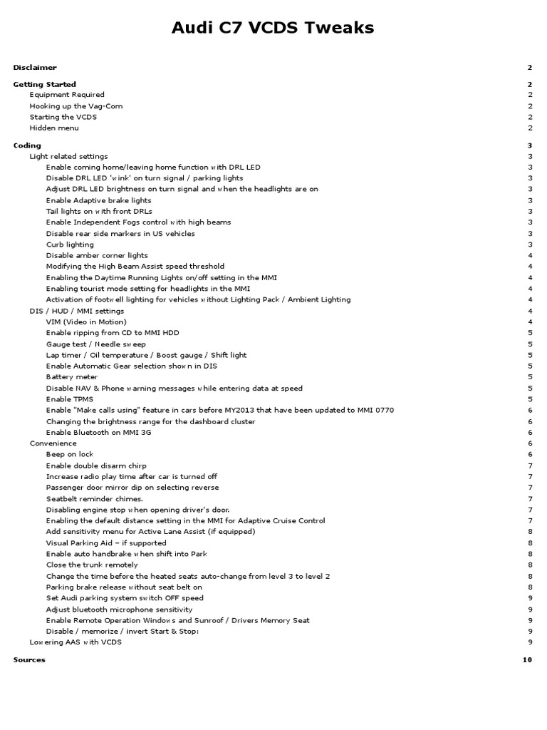 Audi C7 VCDS CODING | PDF | Automotive Technologies | Transport
