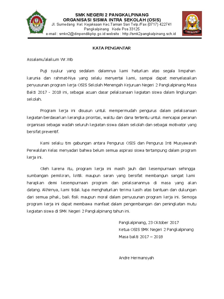 Program Kerja Osis SMK Negeri 2 Pangkalpinang | PDF
