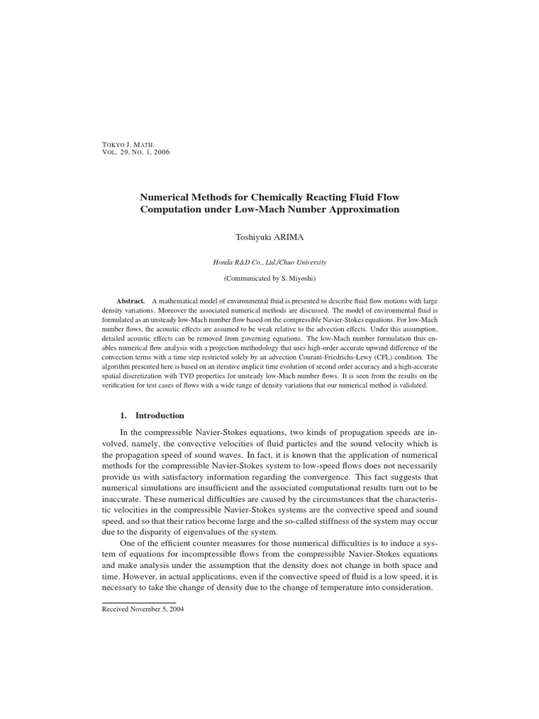 Numerical Methods For Chemically Reacting Fluid Flow Computation Under Low-Mach Number ...