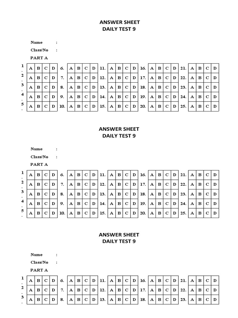 Answer Sheet 25 | PDF