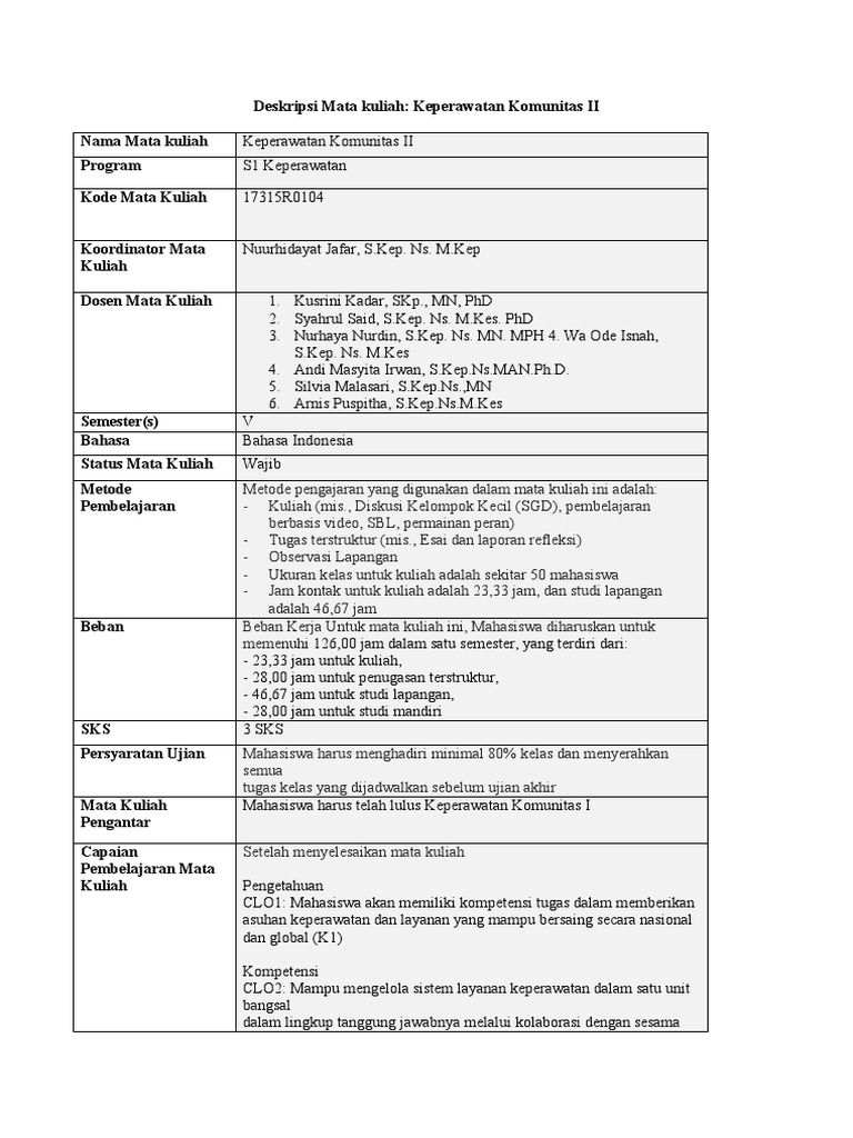 RPS ASIIN Komunitas II | PDF