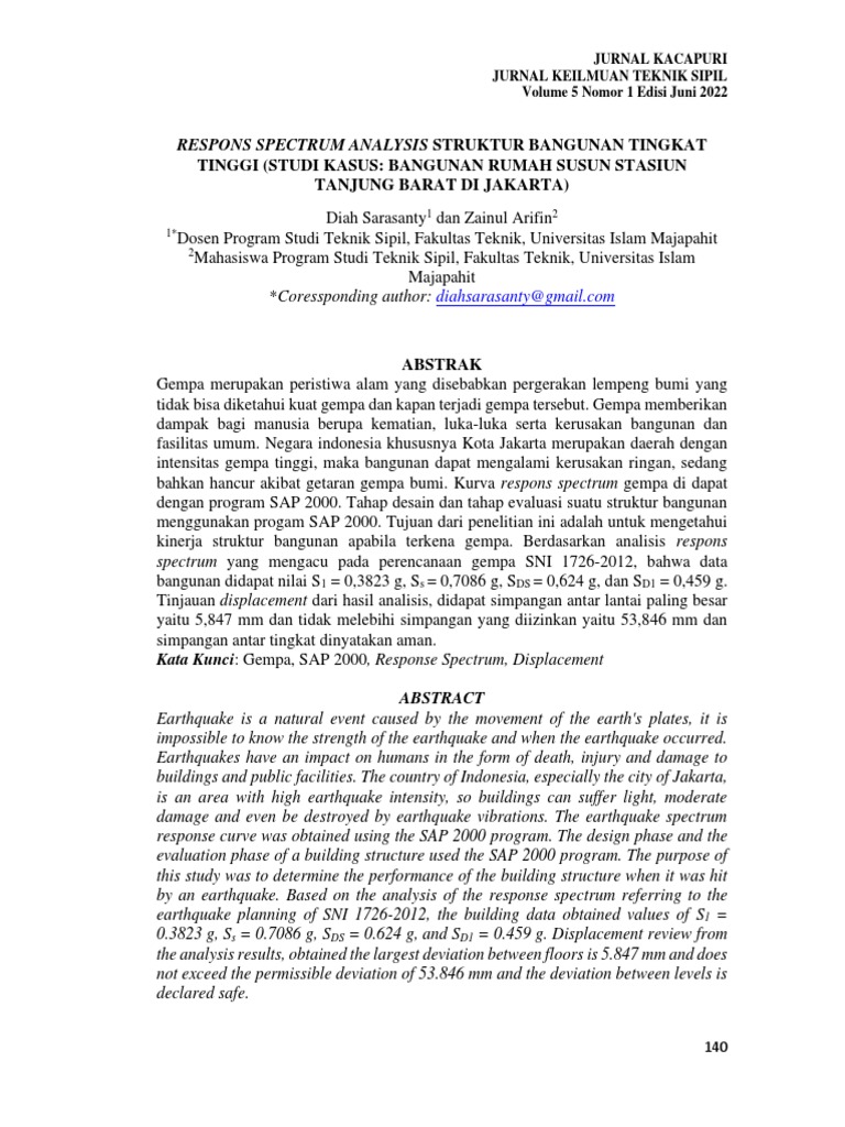 Respons Spectrum Analysis Struktur Bangunan Tingkat | PDF