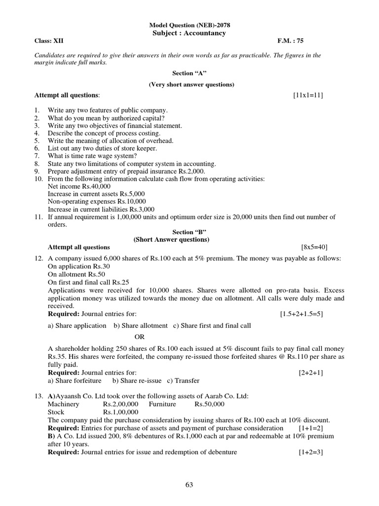Account Model Questions | PDF | Debits And Credits | Expense