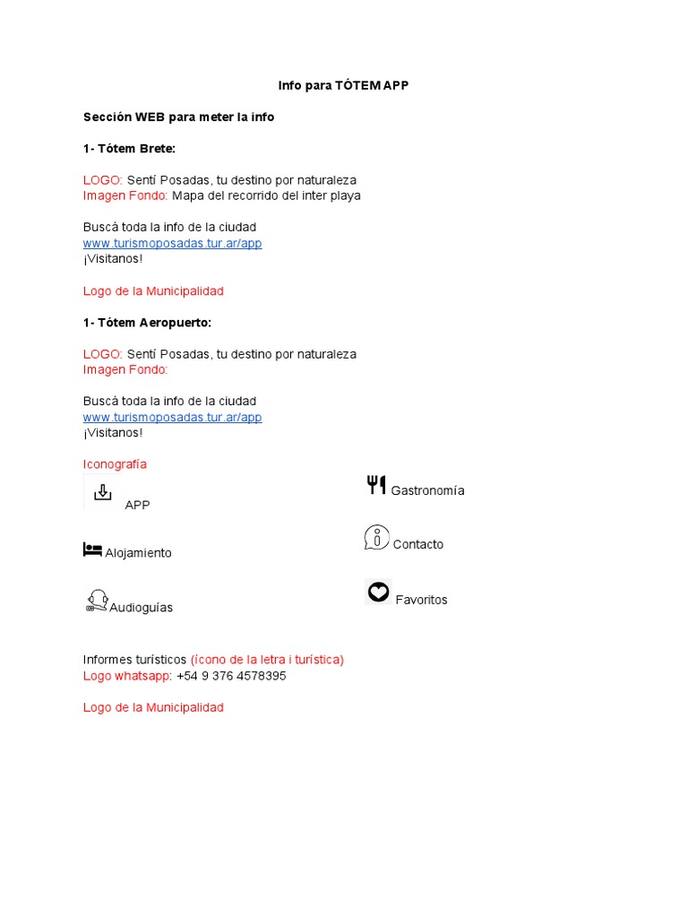 Info para TÓTEM APP | PDF