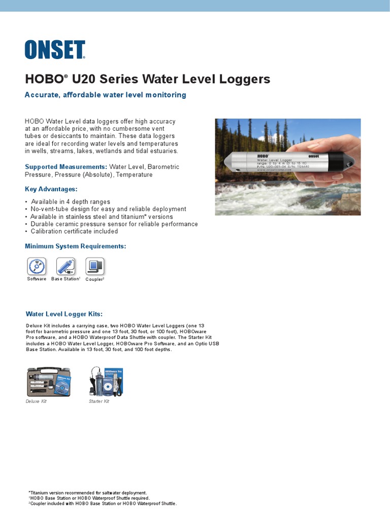 Onset HOBO U20 Water Level Data Loggers | PDF | Pressure | Metrology
