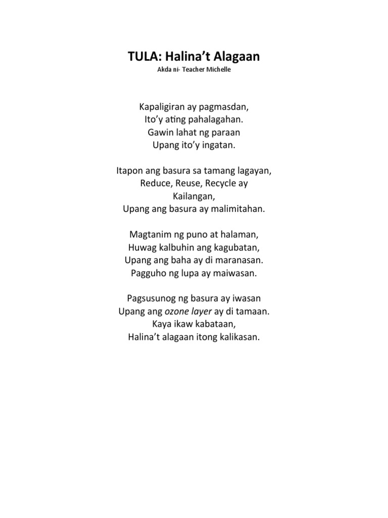 Tula at Awiting Bibo NG Kalikasan | PDF