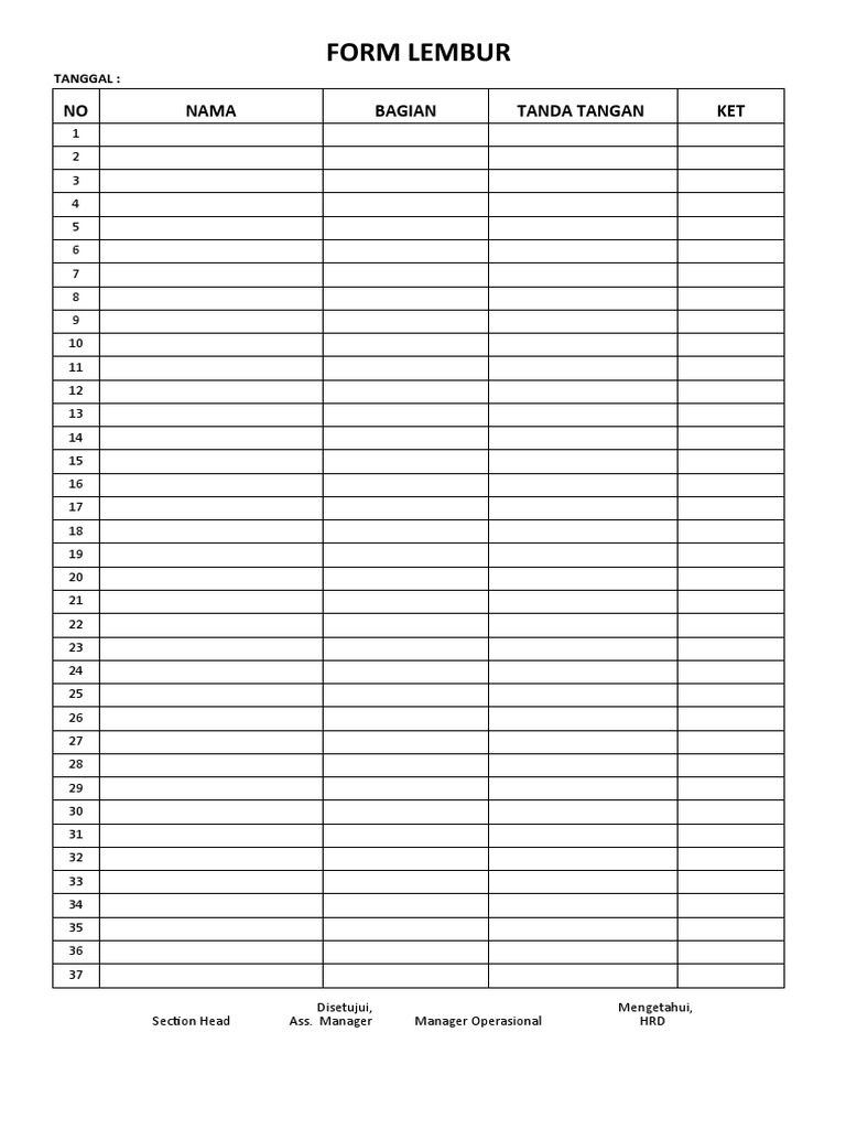 Form Lembur | PDF