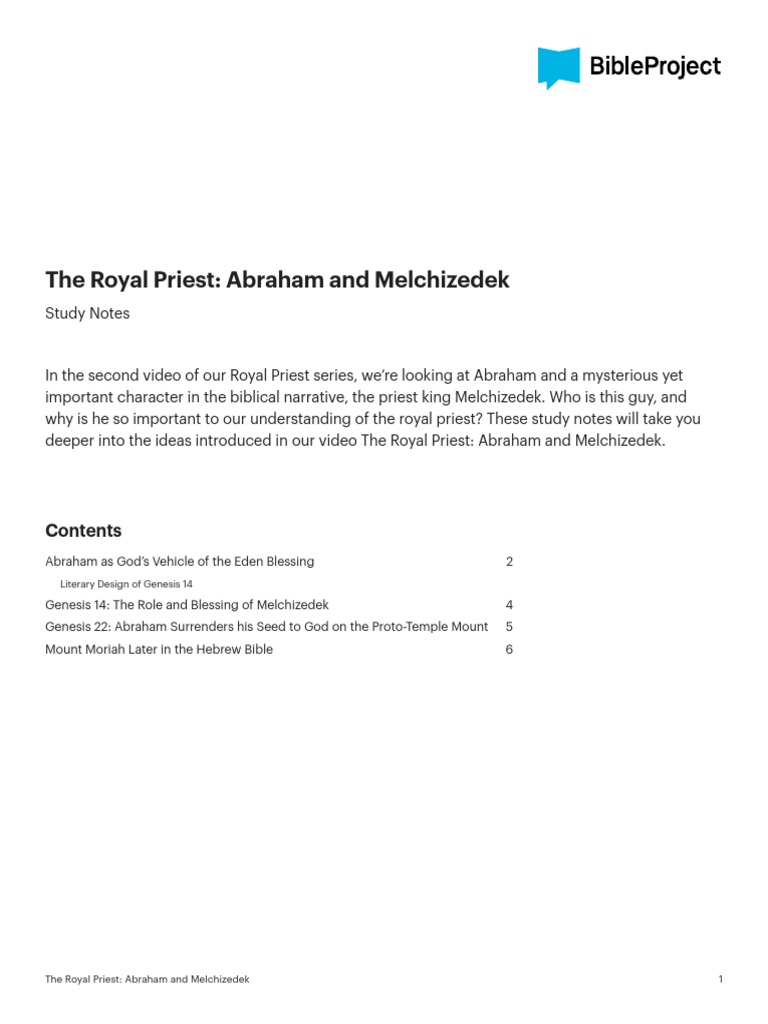 The Royal Priest Abraham and Melchizedek | PDF | Abraham | Book Of Genesis