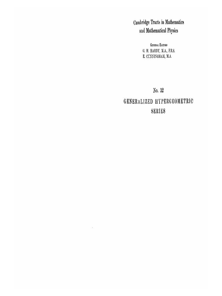 Generalized Hypergeometric Series Wilfrid Norman Bailey Pdf
