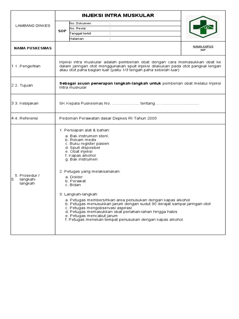 Sop Injeksi Intramuskular | PDF