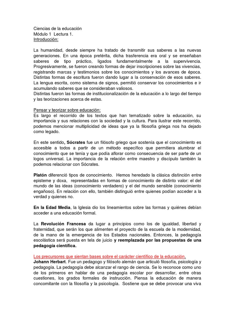 Resumen Modulo 1 Tema 1 (CS de La Edu) | PDF | Pedagogía | Conocimiento