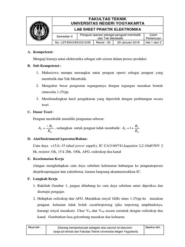 Labsheet Elektronika-5 | PDF