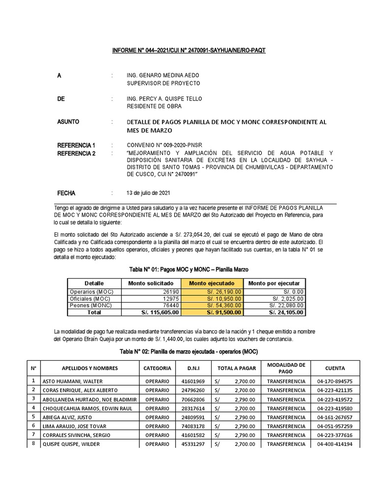Informe 44 Residencia | PDF