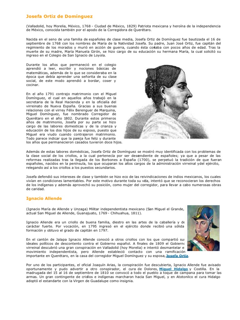 Josefa Ortiz de Domínguez | PDF | Nueva españa | Antiguas colonias ...