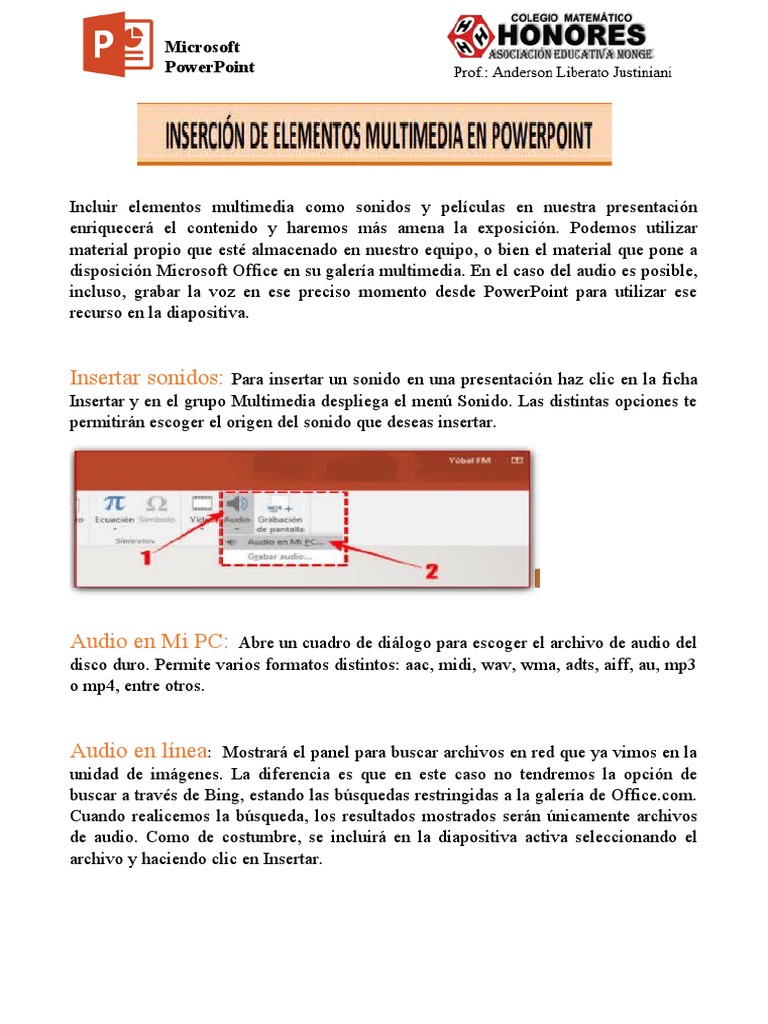 CLASE N°26 4to (Inserción de Elementos Multimedias en PowerPoint) | PDF | Microsoft PowerPoint ...