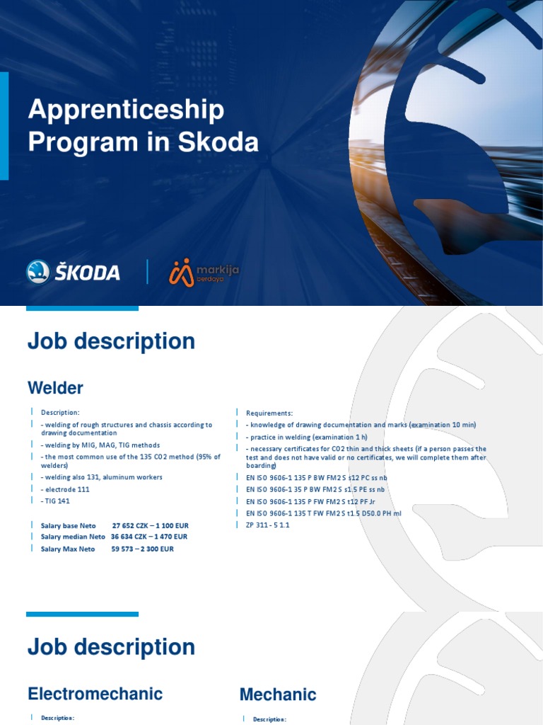 Skoda Apprenticeship Program | PDF | Construction | Welding