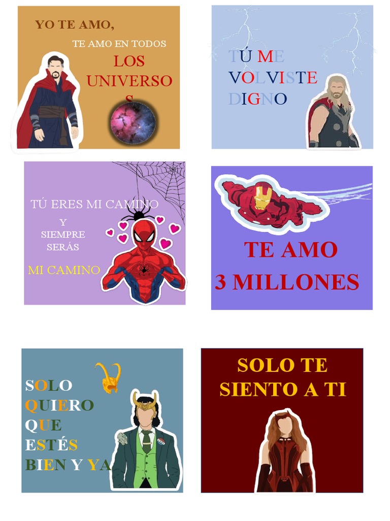 Frases de amor en Marvel: Te amo 3 millones | PDF