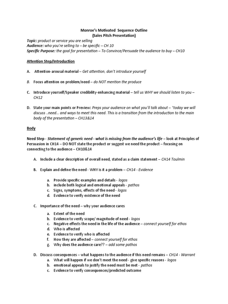 Monroes Motivated Sequence Outline | PDF | Logos | Persuasion