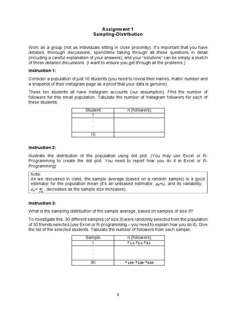 Group Assignment - Sampling Distribution | PDF | Sampling (Statistics) | Histogram