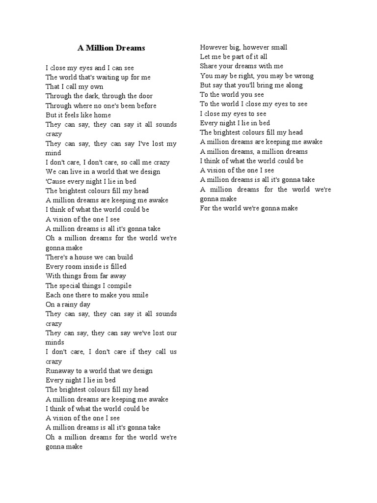 A Million Dreams | PDF