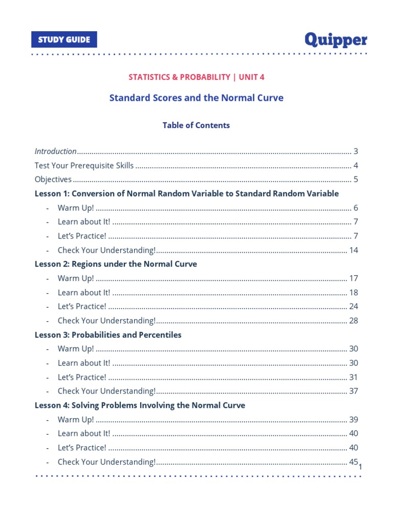 Standardizing Scores: An Introduction to Converting Normal Random Variables to Standard Scores ...