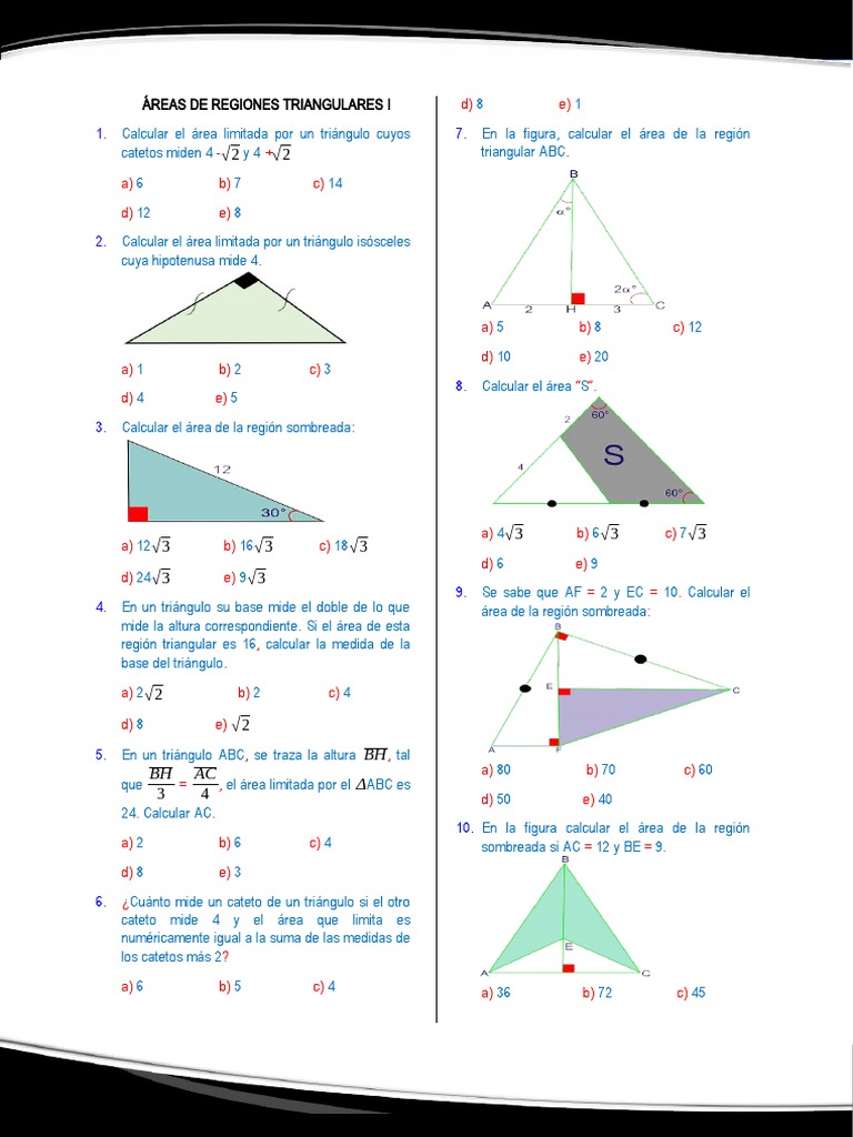 Áreas de Regiones Triangulares I | Descargar gratis PDF | Triángulo ...