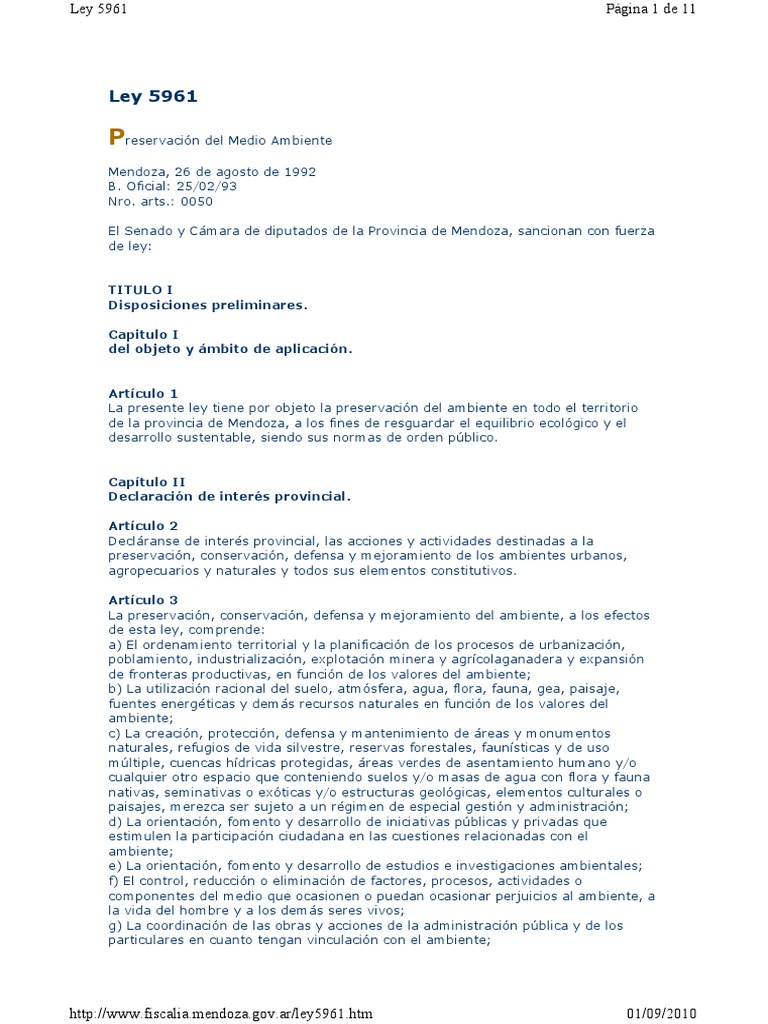 Ley 5961 | PDF | Evaluación de impacto ambiental | Entorno natural