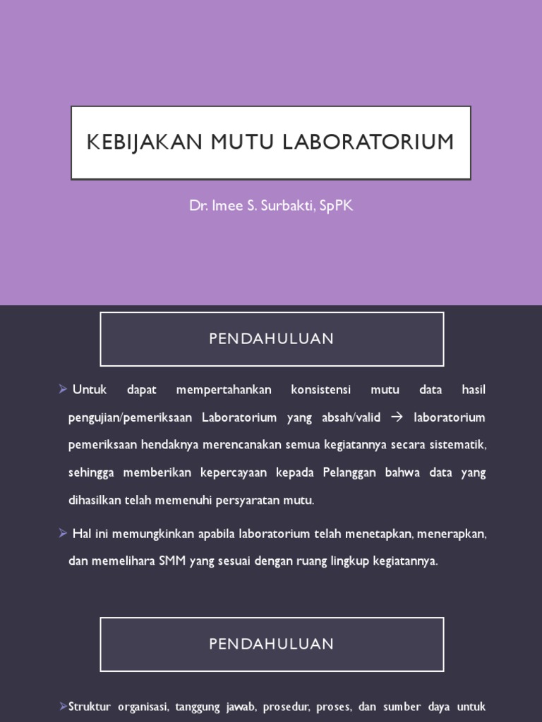 Kebijakan Mutu Laboratorium Klinik | PDF