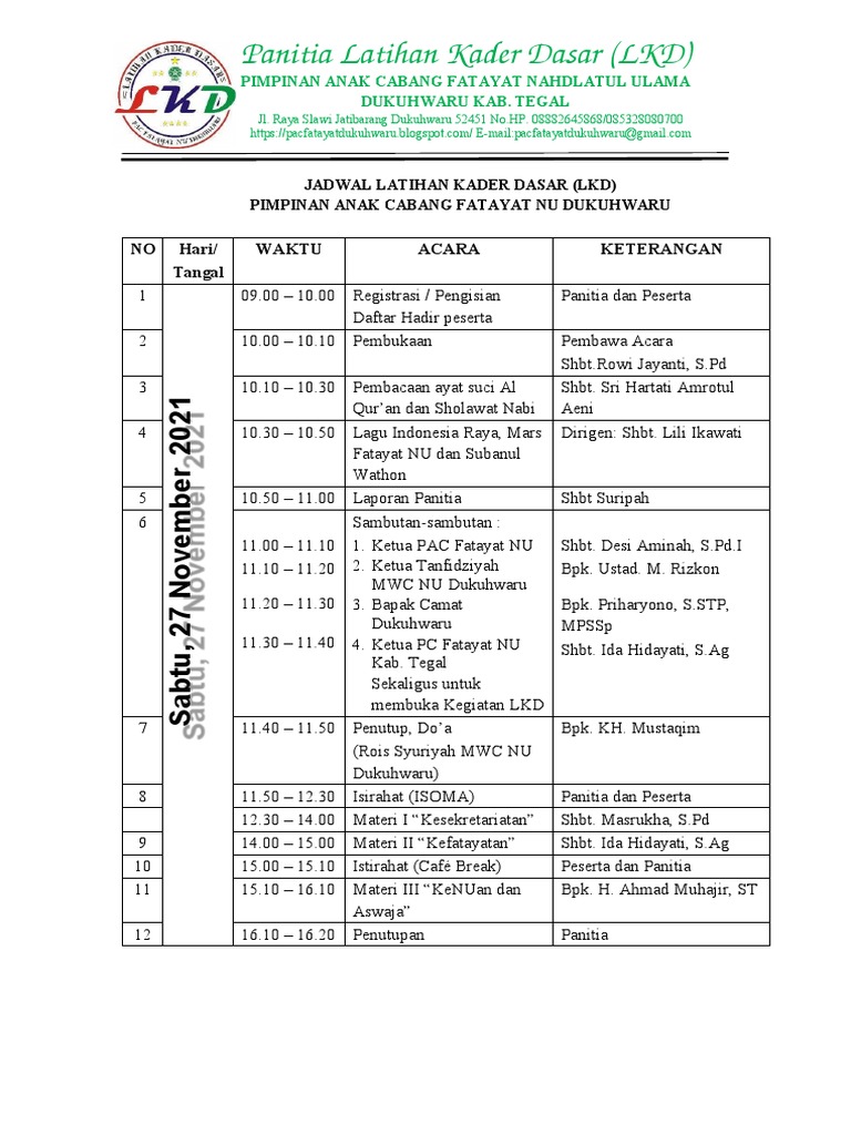 Jadwal LKD | PDF