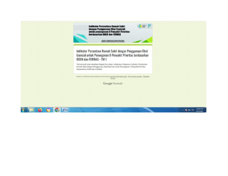 Bukti LaporIndikator Persentase Rumah Sakit dengan Penggunaan Obat Esensial untuk Penanganan 9 ...