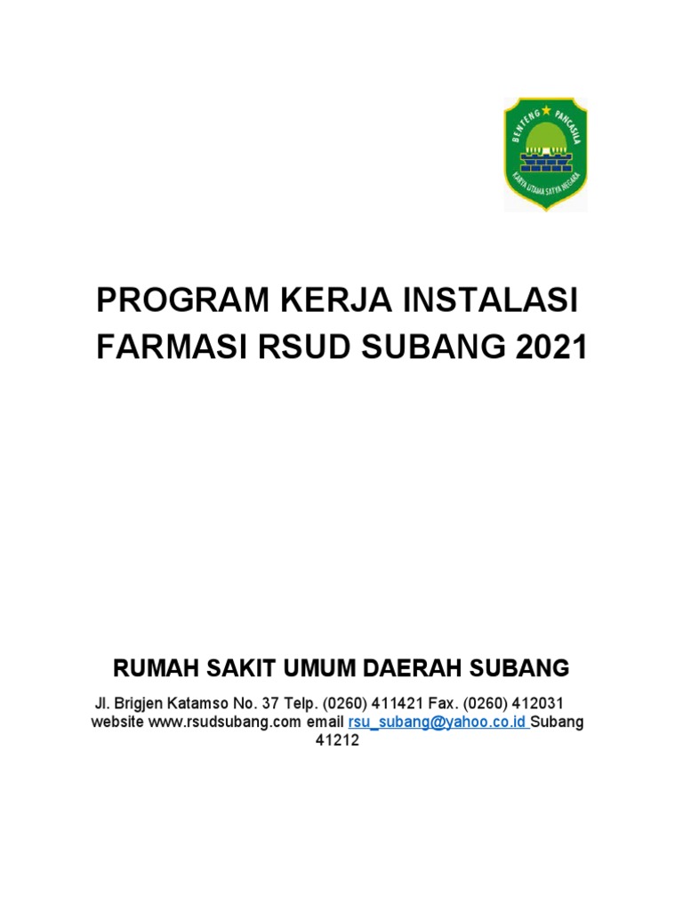 Proker Instalasi Farmasi RSUD Subang 2021 | PDF