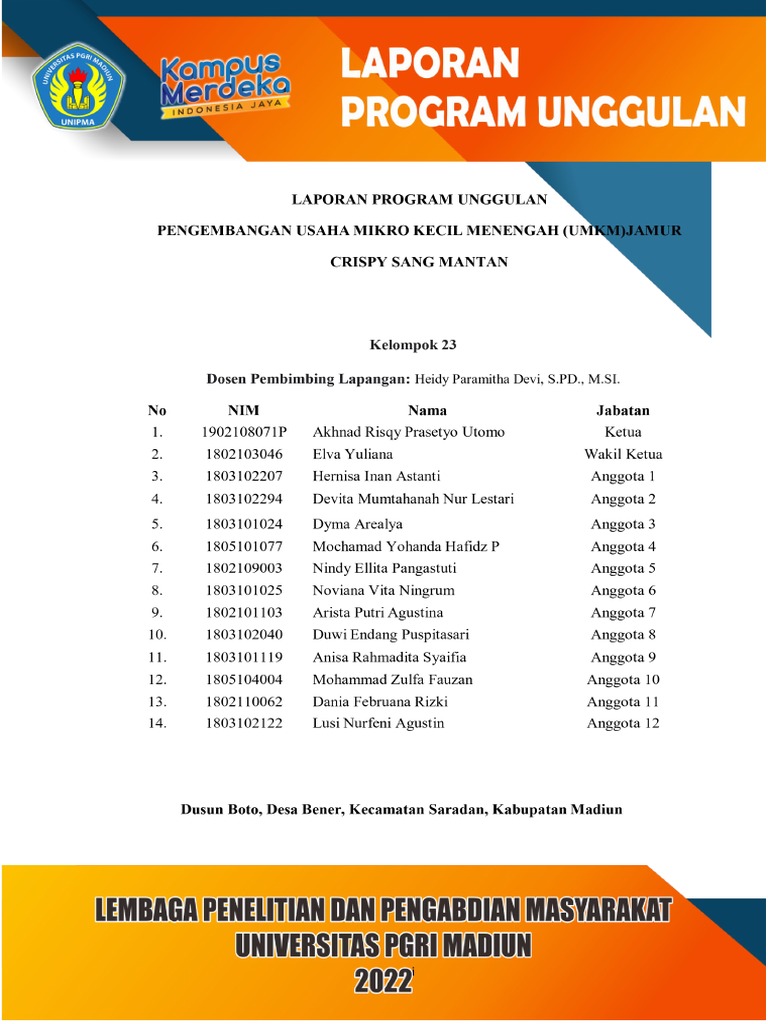 Laporan Unggulan Umkm K23 | PDF