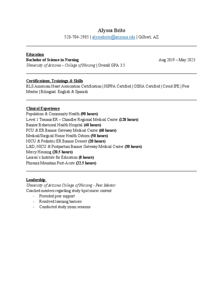 Brito Alyssa Resume | PDF