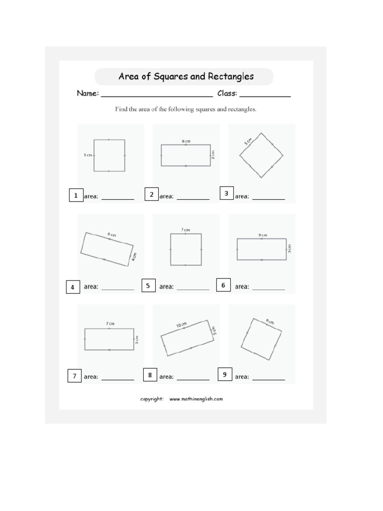Area Worksheet | PDF
