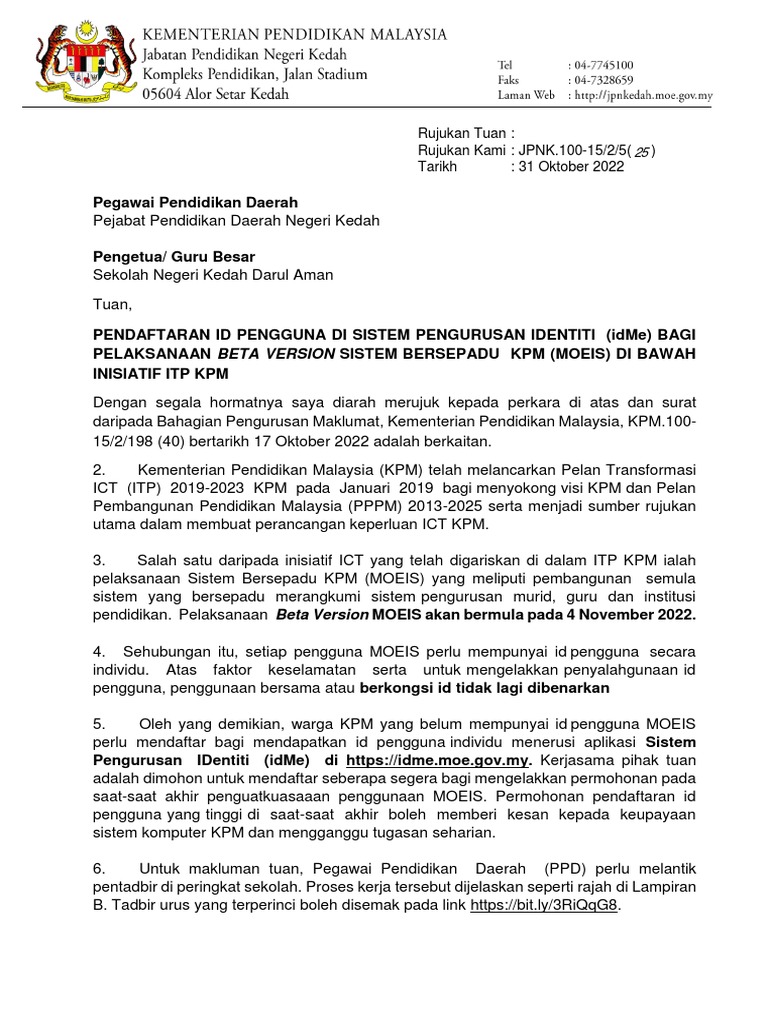 Surat Idme Jpn Ppd Sekolah Pdf