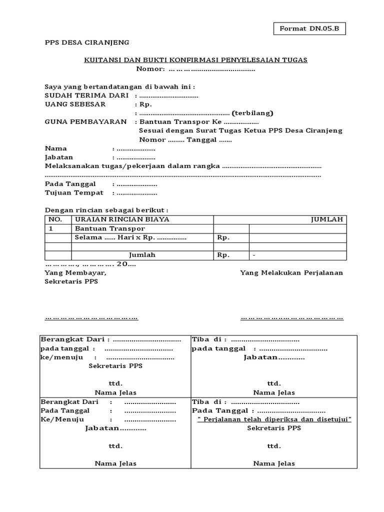 Kuitansi Bantuan Transpor PPS Ciranjeng | PDF