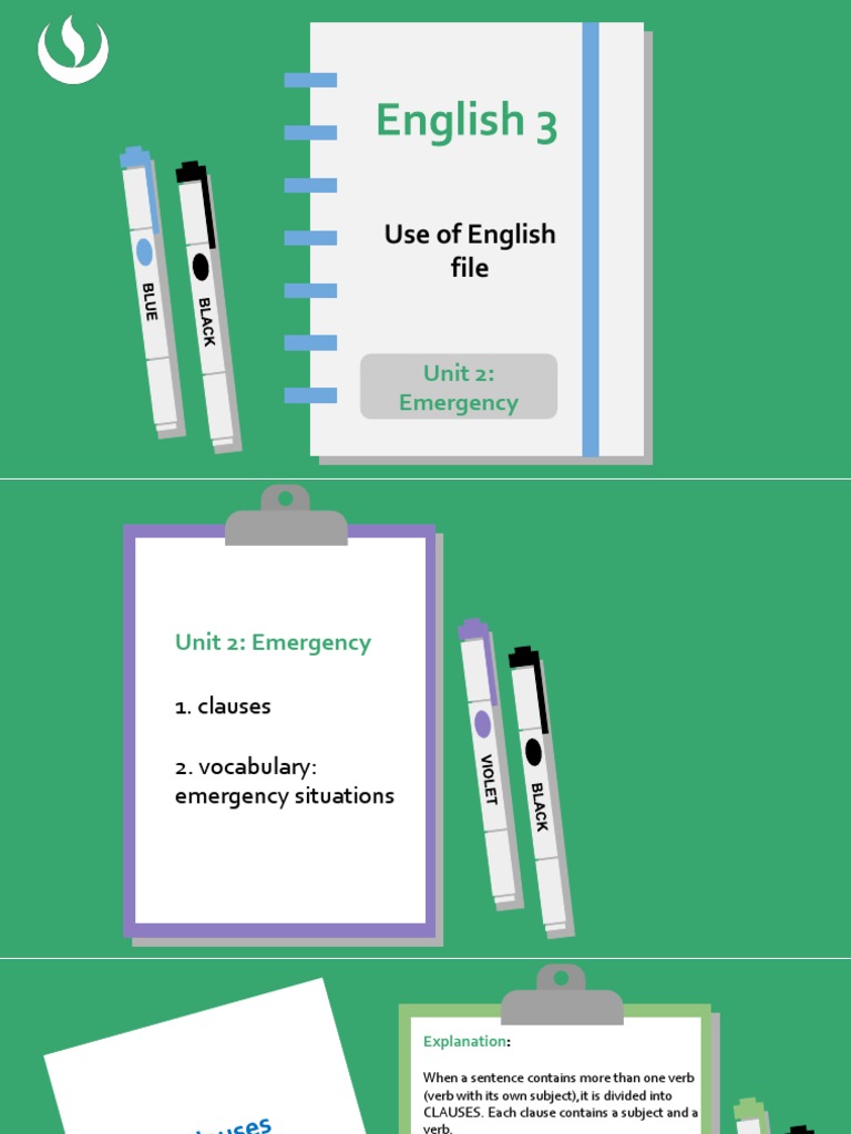 E3 UoE Unit 2 | PDF | Clause | Verb